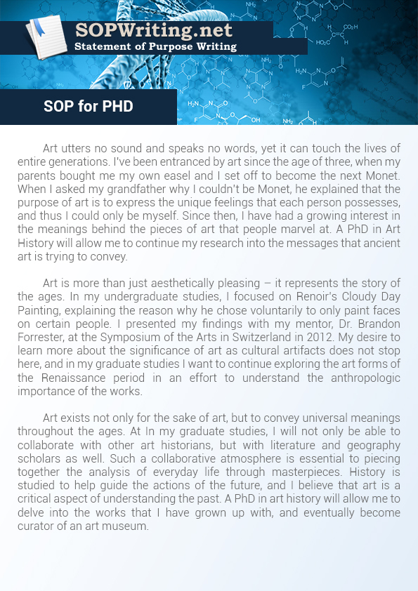 Help With Statement Of Purpose For PhD