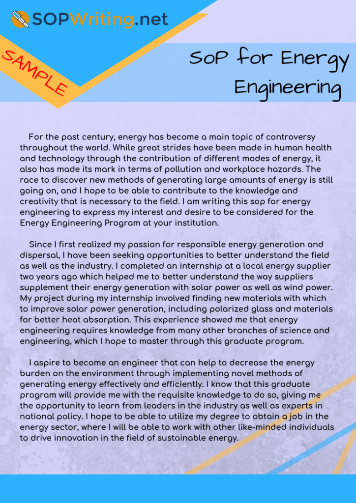 Sample Statement Of Purpose Engineering Example