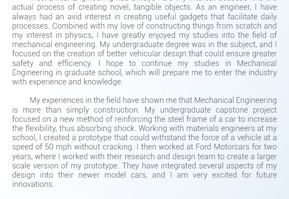 Sample Statement Of Purpose Mechanical Engineering